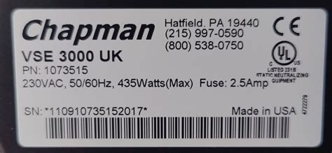 Labstuff Eu Simco Ion Formerly Chapman VSE 3000 Volume Static