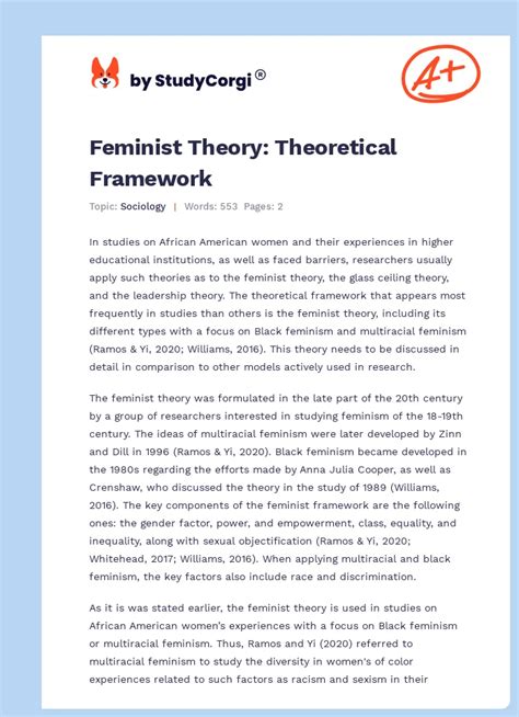 Feminist Theory Theoretical Framework Free Essay Example