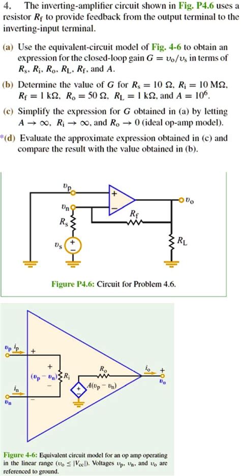 4 The Inverting Amplifier Circuit Shown In Fig P46 Uses A Resistor Rf To Provide Feedback