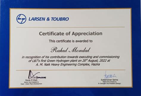 Rahul Mondal On Linkedin Larsenandtoubro Greenhydrogen Solarenergy 55 Comments