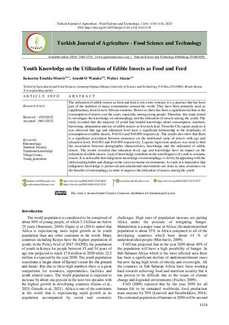 Pdf Youth Knowledge On The Utilization Of Edible Insects As Food And