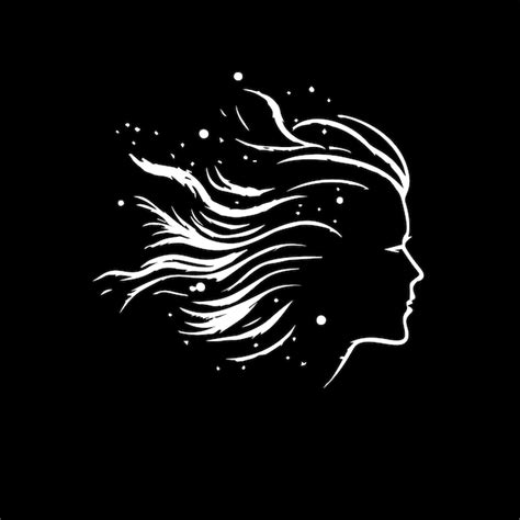 Premium Vector Minimalistic Logo Template White Icon Of Woman Hairstyle Silhouette On Black