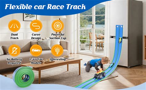 Flexible Race Car Track 15 Ft Starter Set With Suction Cups