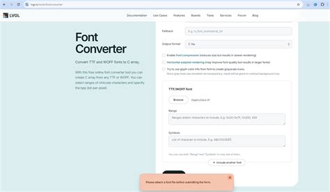 Lvgl Online Font Converter Not Detecting Ttf File General Discussion Lvgl Forum