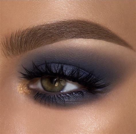 Navy Blue Smokey Eye Makeup With Pop Of Gold Dramatic Eye Makeup