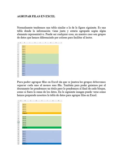 Agrupar Filas En Excel Pdf