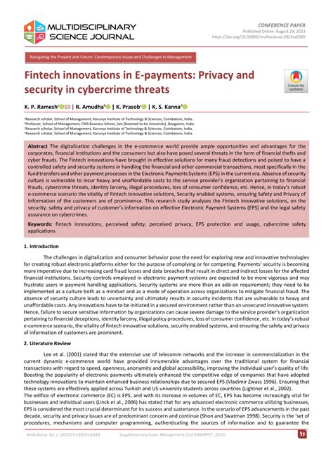 Pdf Fintech Innovations In E Payments Privacy And Security In Cybercrime Threats