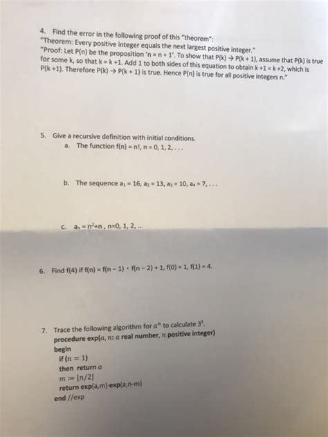 Solved 4 Find The Error In The Following Proof Of This