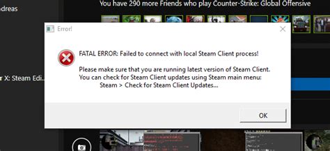 Failed To Connected With Local Steam Client Process Rsteam