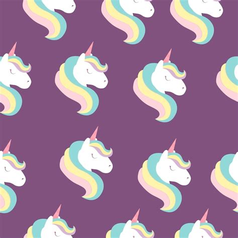 Premium Vector Seamless Pattern With Unicorn On Violet Background