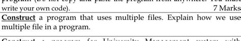 Solved Write Your Own Code 7 Marks Construct A Program