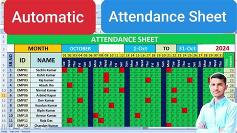 how to create an automatic attendance sheet in excel msexcel