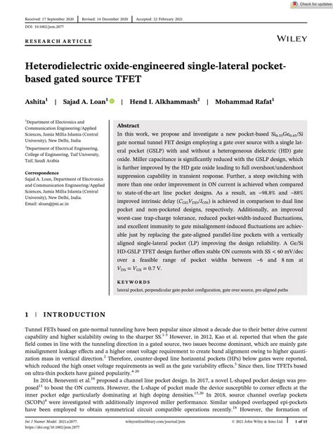 Pdf Heterodielectric Oxide‐engineered Single‐lateral Pocket‐based Gated Source Tfet
