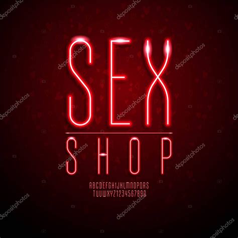 Sexy Fuente De Neón Alfabeto Vibrante De Moda En El Estilo De Luz Roja