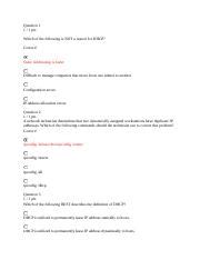DHCP Practice Quiz Docx Question Pts Which Of The Following Is NOT A Reason For DHCP