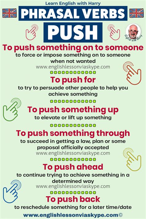 16 Phrasal Verbs With Push Learn English With Harry 👴
