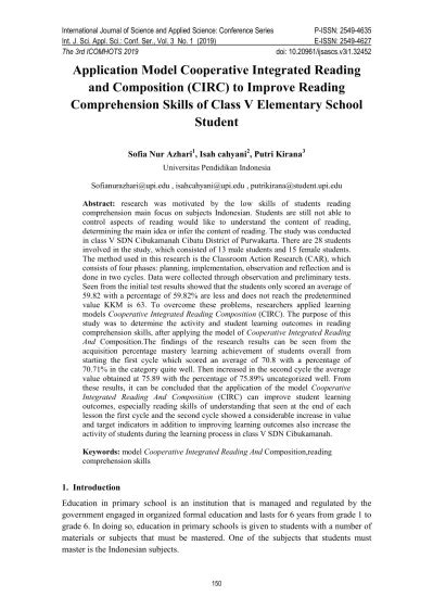 Application Model Cooperative Integrated Reading And Composition Circ To Improve Reading