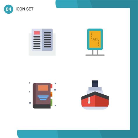 4 Thematic Vector Flat Icons And Editable Symbols Of E Back To School