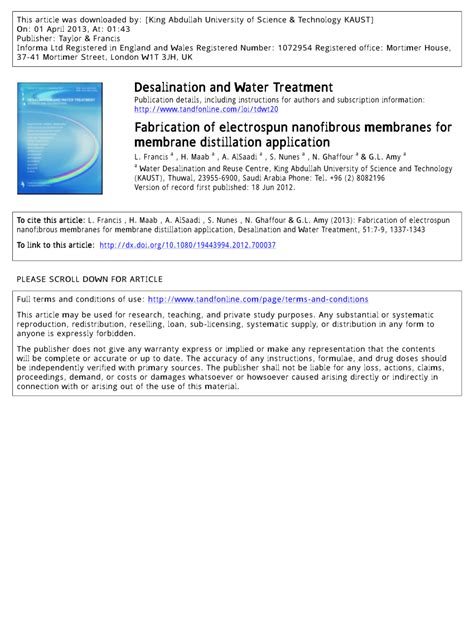 Pdf Fabrication Of Electrospun Nanofibrous Membranes For Membrane Distillation