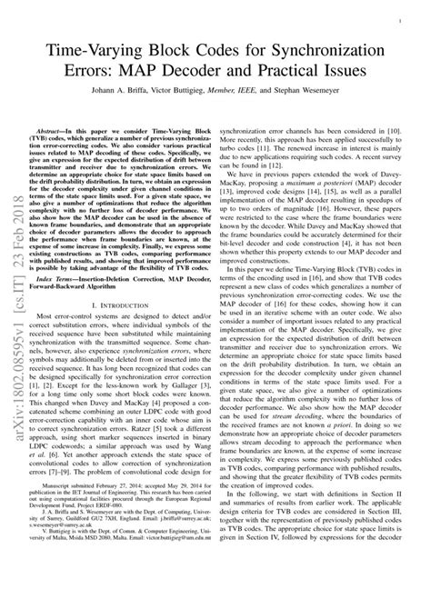 time varying block codes for synchronization errors map decoder and