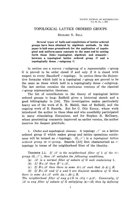 Pdf Topological Lattice Ordered Groups