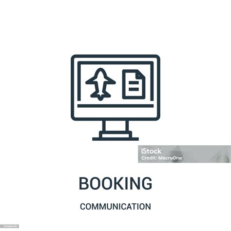 통신 컬렉션에서 예약 아이콘 벡터 얇은 선 예약 개요 아이콘 벡터 일러스트 레이 션입니다 웹 및 모바일 앱 로고 인쇄 미디어에 사용할 선형 기호입니다 0명에 대한 스톡 벡터