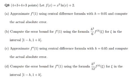 Solved Q8 4 3 4 3 Points Let F X X2 In X 2 A