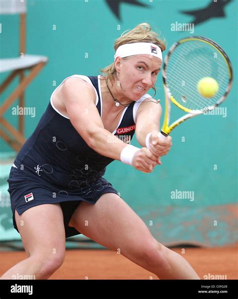 Svetlana Kuznetsova Plays A Stroke In Her Match Against Aiko Nakamura