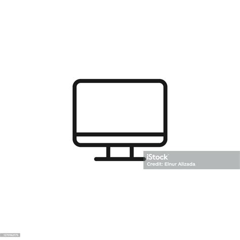라인 디자인의 Pc 아이콘입니다 컴퓨터 모니터 기호입니다 디스플레이 데스크톱 Pc 화면 아이콘 모바일 및 웹 설계를 위한 완벽한 기술 개념 0명에 대한 스톡 벡터 아트 및