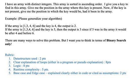 Solved I Have An Array With Distinct Integers This Array Is