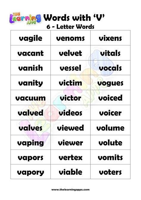 Words That Start With V