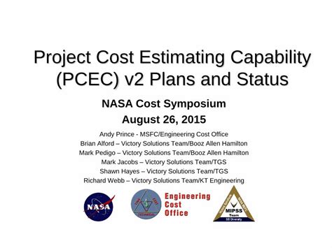 Pdf Project Cost Estimating Capability Pcec V2 Plans And Status · 26 8 2015 · Project Cost