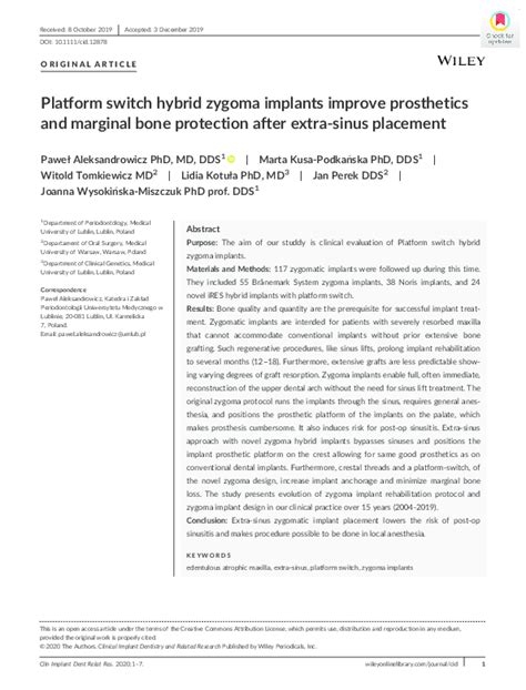 Pdf Platform Switch Hybrid Zygoma Implants Improve Prosthetics And