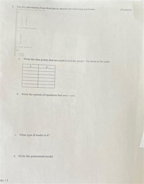 Solved 3 Use The Information From Matlabs To Answer The