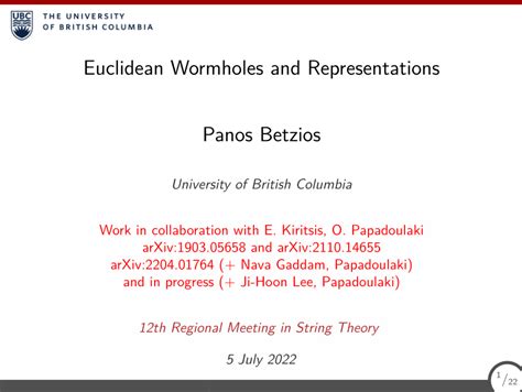 Pdf Euclidean Wormholes And Representations