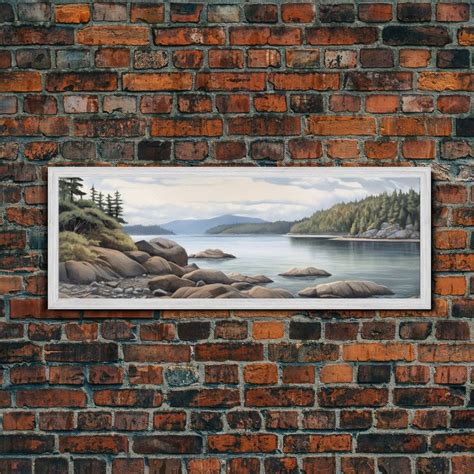 Colored Pencil Landscape Wall Art Print Lake Riverbank River Trees