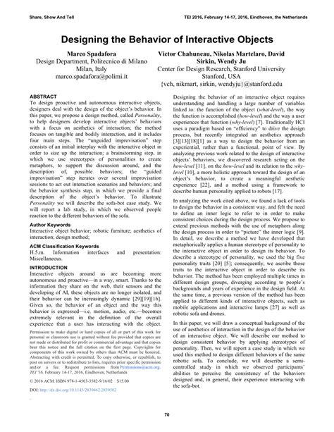 PDF Designing The Behavior Of Interactive Objects