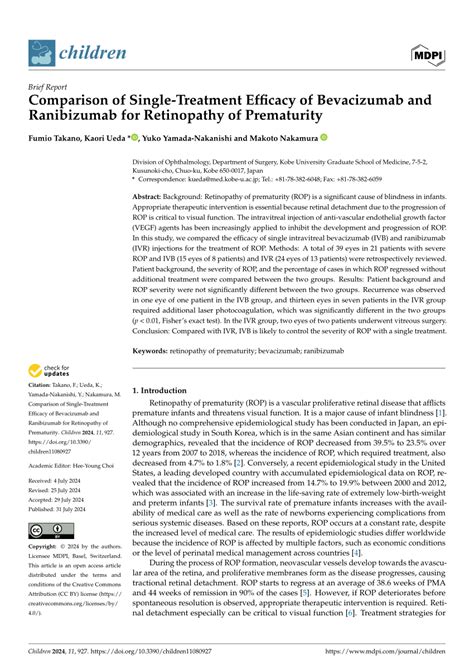 Pdf Comparison Of Single Treatment Efficacy Of Bevacizumab And Ranibizumab For Retinopathy Of