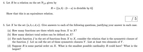 Solved 4 Let R Be A Relation On The Set N≥0 Given By