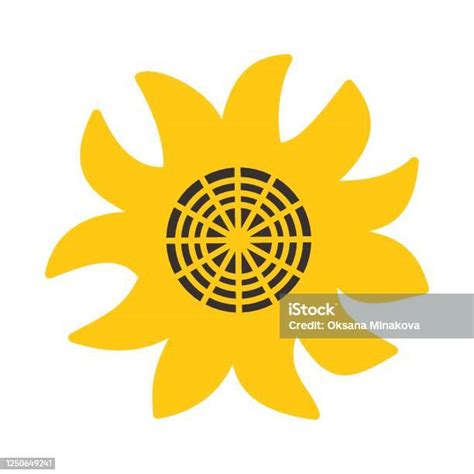 ไอคอนดอกทานตะวันแยกบนพื้นหลังสีขาว ภาพประกอบดอกไม้เวกเตอร์ แนวคิดฤดูร้อนทางพฤกษศาสตร์ ส