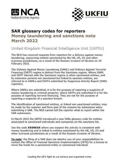 Michael T On Linkedin New Sar Glossary Code And Guidance On Sars And Sanctions Michael T On Linkedin New Sar Glossary Code And Guidance On Sars And Sanctions