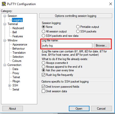 How To Create A Log File Of Your PuTTY Session ServerCake