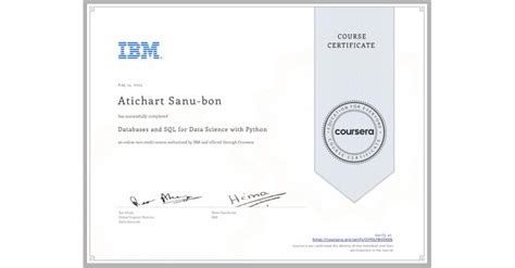 Atichart Sanu Bon On Linkedin Completion Certificate For Databases And