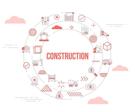 Premium Vector Construction Concept With Icon Set Template Banner And Circle Round Shape