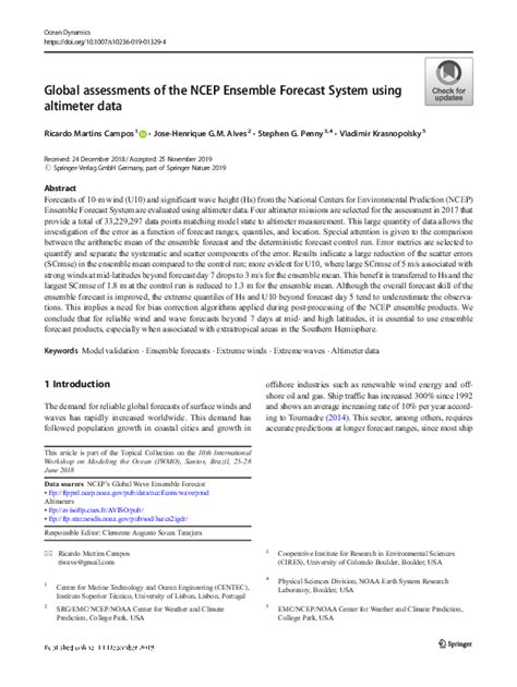 Pdf Global Assessments Of The Ncep Ensemble Forecast System Using