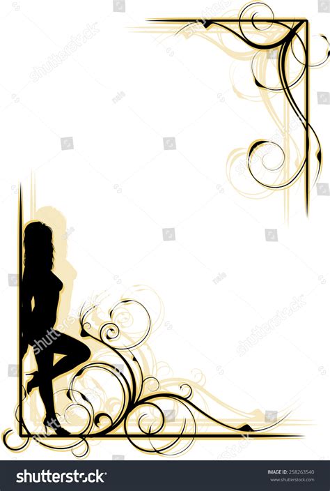Vector Illustration Sexy Girl Frame Swirls Stock Vector Royalty Free Shutterstock