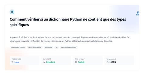 Comment Vérifier Si Un Dictionnaire Python Ne Contient Que Des Types