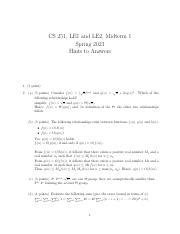 Hints To Answers Midterm 1 CS 251 Study Guide For Spring 2023 Course Hero