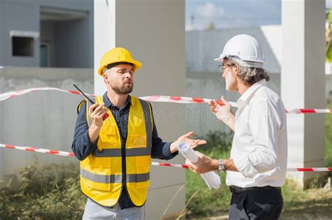 Senior Officer Male Argue Complain Blame To Construction Engineer