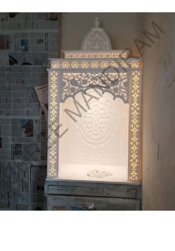White Polished LED Corian Solid Surface Temple For Home At 1050 Sq Ft In Mumbai
